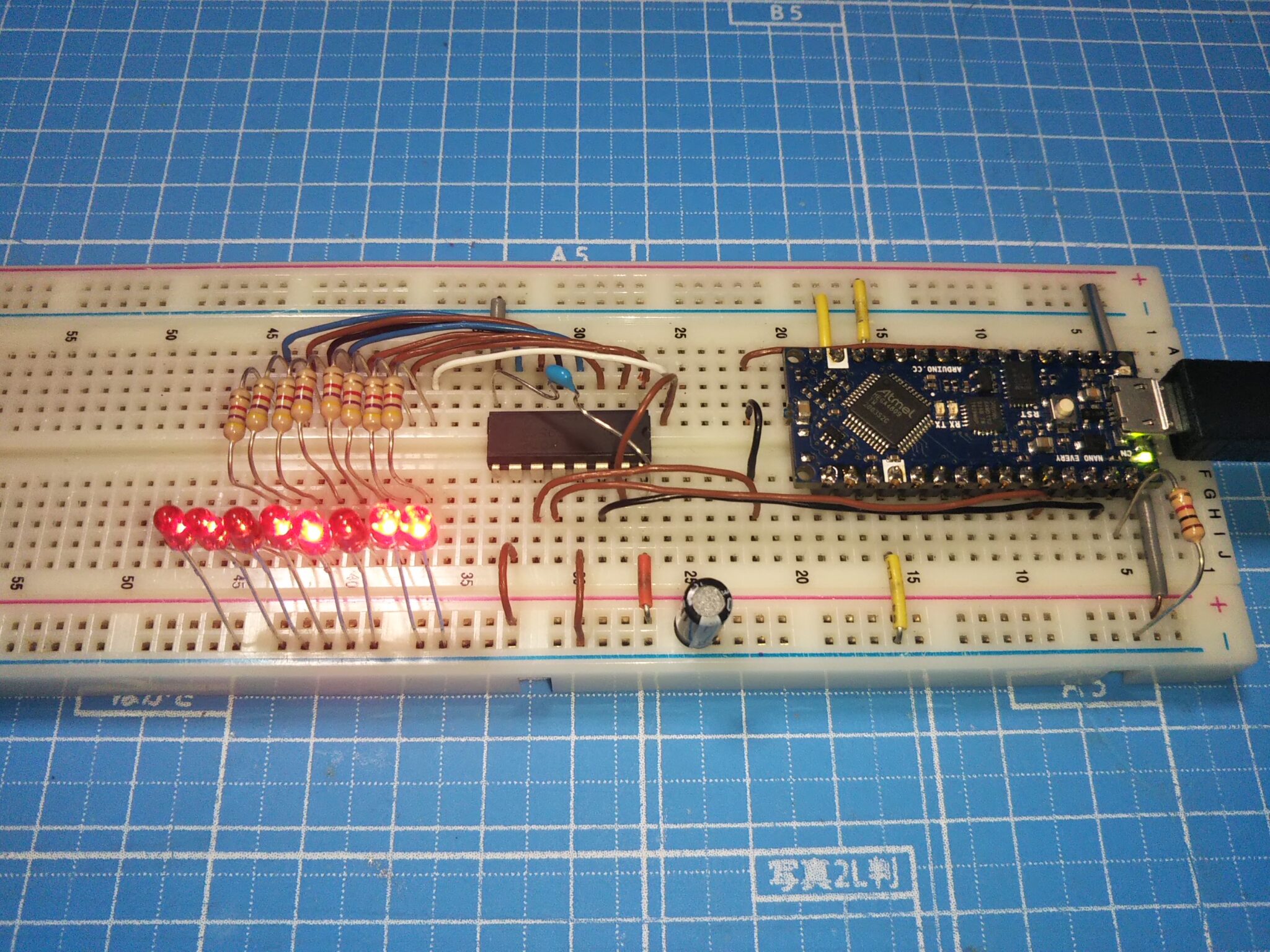 Arduinoからシフトレジスタ 74HC595へ SPIでデータを送る | meyon's STUDY